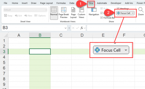 תא התמקדות / Focus Cell נוסף לתפריט האקסל - uniquetech